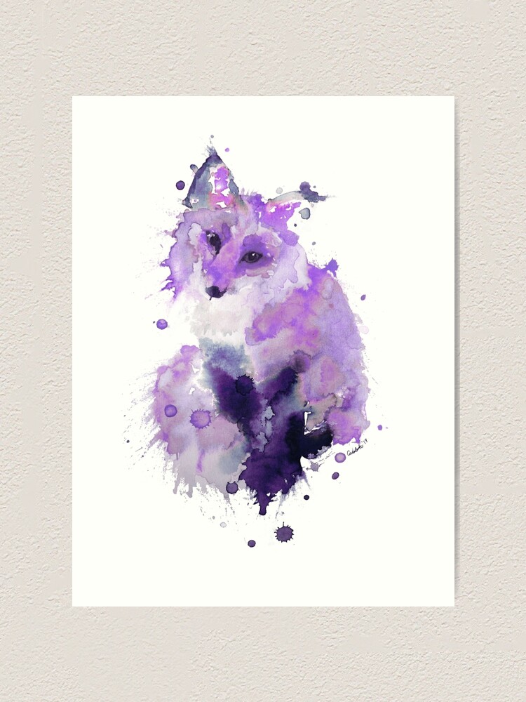 "Pastel Purple Watercolour Fox" Art Print for Sale by cornchip9 | Redbubble