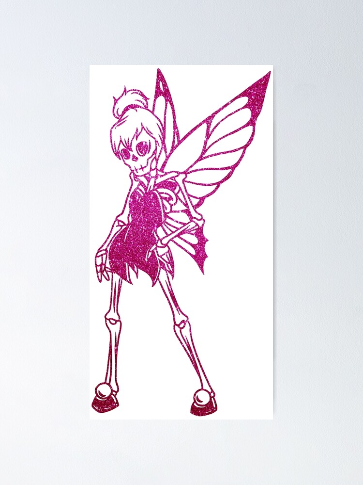 "Pink Glitter Fairy Skeleton, Fairy Skeleton Glitter, Fairy Skull Pink ...