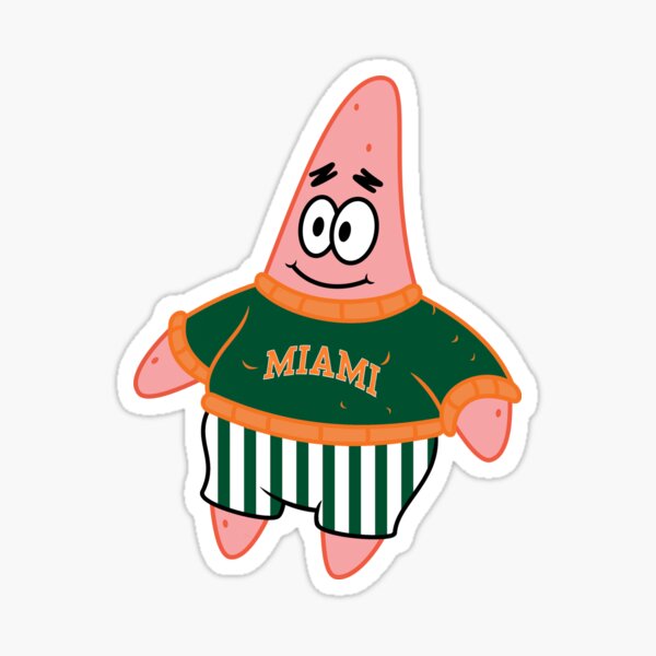 "Patrick Star University of Miami" Sticker by FratAttire | Redbubble