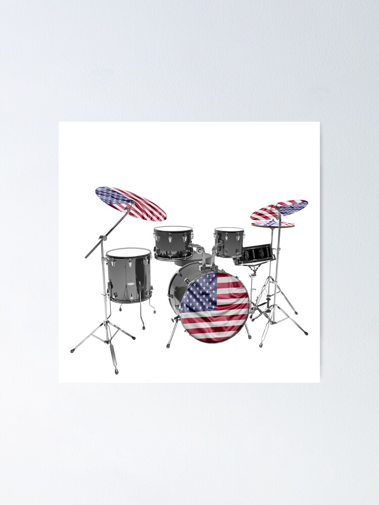 "American Flag - Music Drum Set" Poster for Sale by FikirSanat | Redbubble