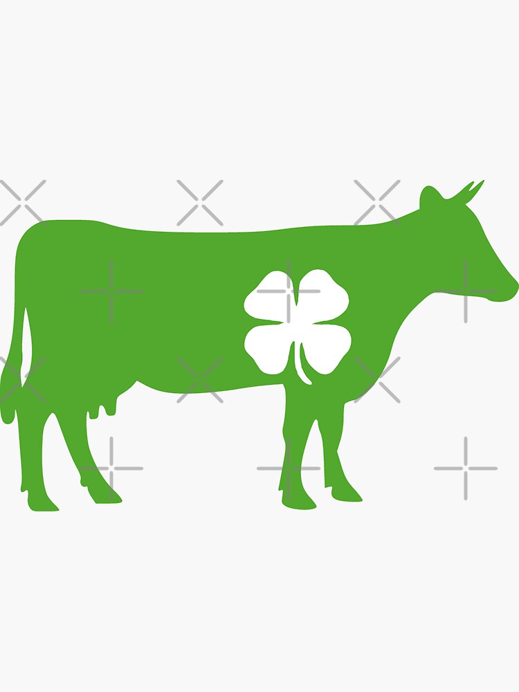 "Vintage St Patricks Day Funny Cow Irish Cow Lucky Shamrock" Sticker by ...