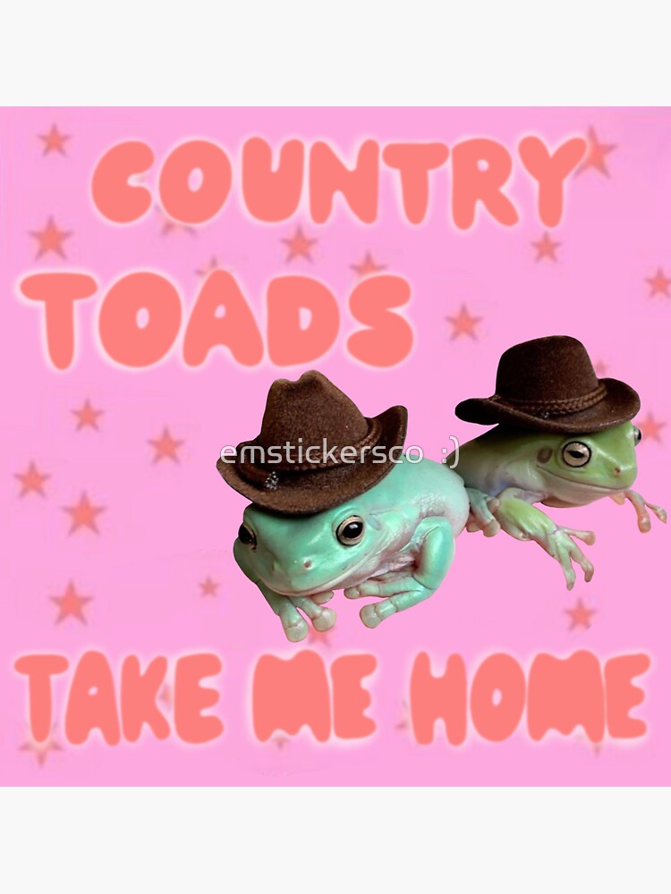 "Country Toads Take Me Home" Sticker for Sale by artsy-me-not | Redbubble