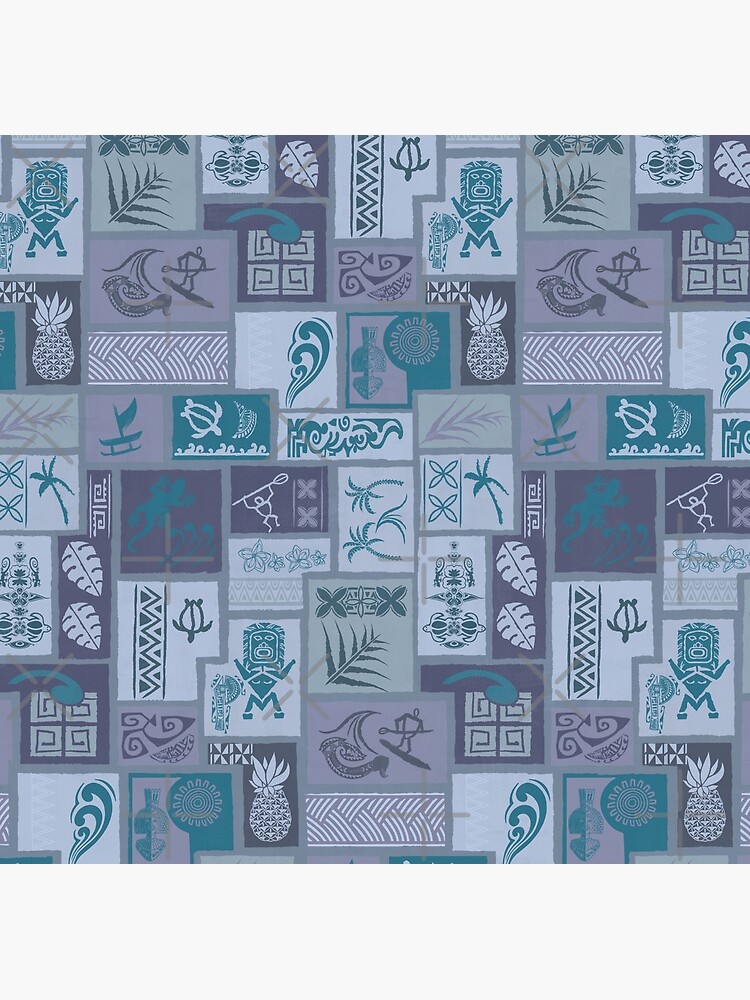 " Vintage Samoan Tribal Tapa Blue Artboard 0095" Art Print for Sale by ...