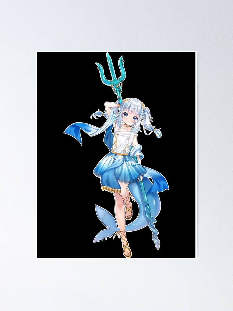 "Gawr Gura with Trident" Poster by Mulkerne | Redbubble