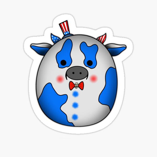 "Captain Spaulding Horror Cow Squishmallow (white border)" Sticker by ...