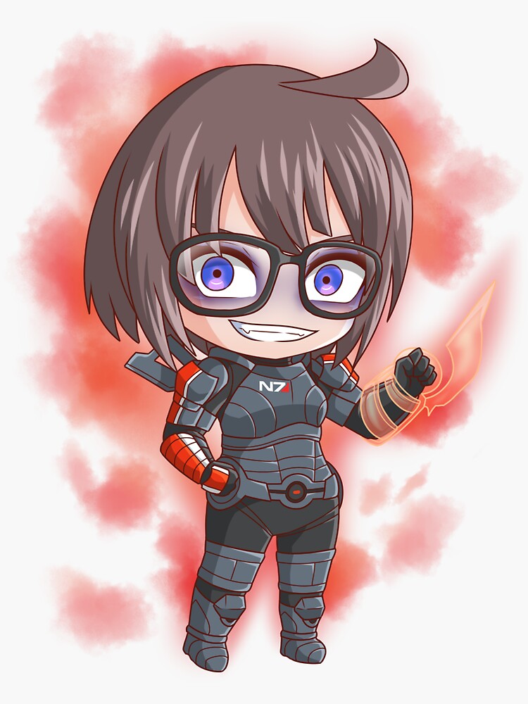 Pegatina «QueenShojo - Mass Effect Renegade Cosplay Chibi» de ...
