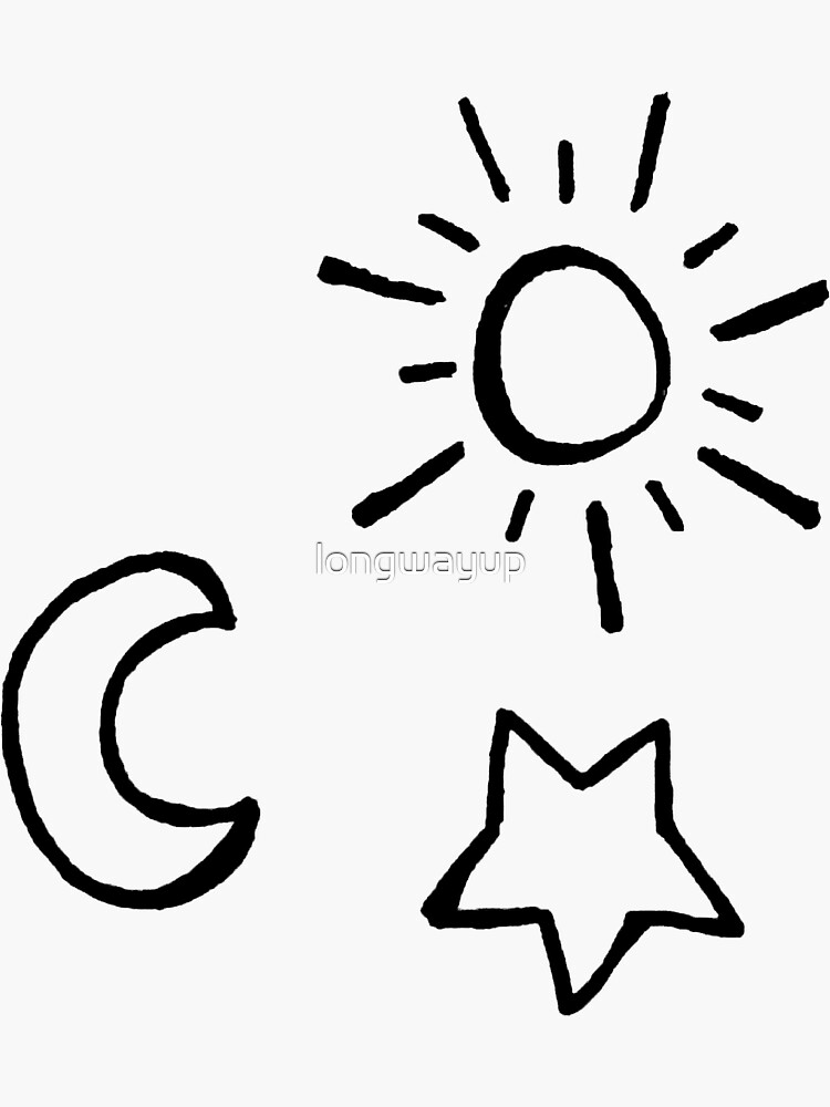 "Sun Moon & Star" Sticker for Sale by longwayup | Redbubble