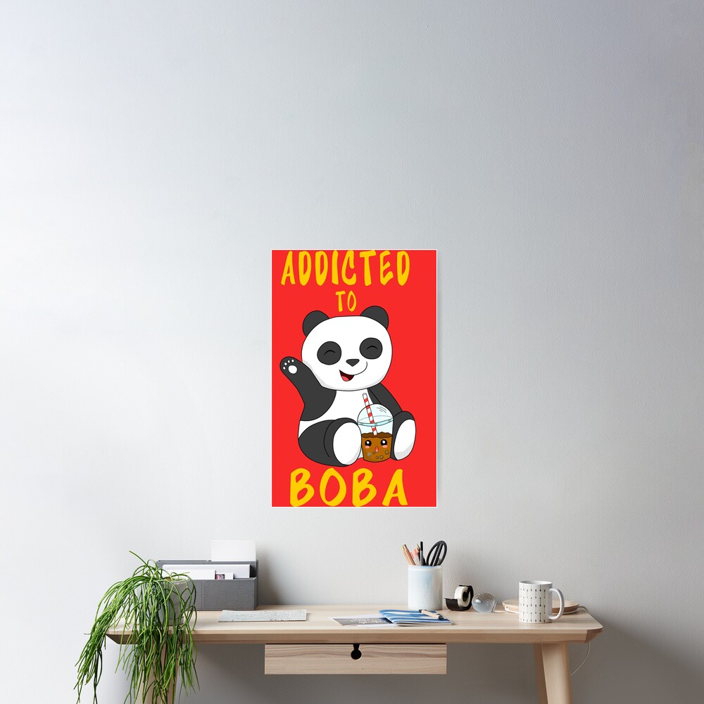 "Cute Panda Chibi Drinking Boba Bubble Tea" Poster for Sale by ...