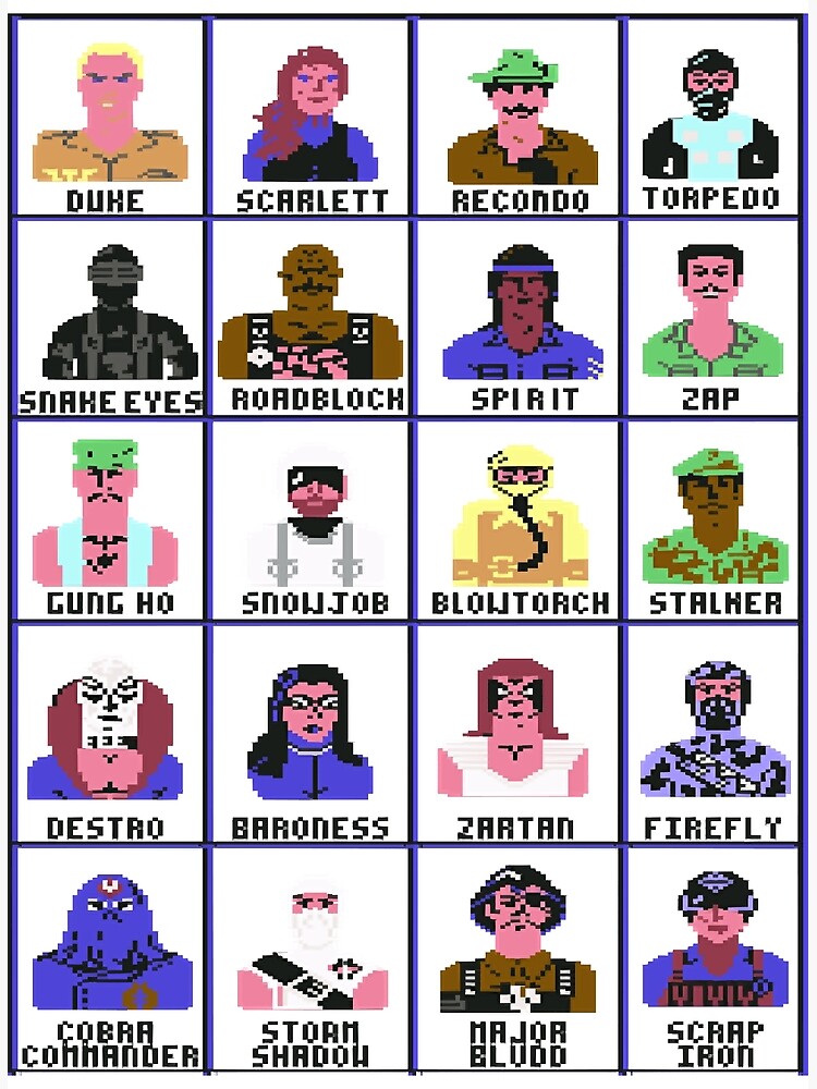 "c64 G.I. Joe characters " Art Print for Sale by ximochioust | Redbubble