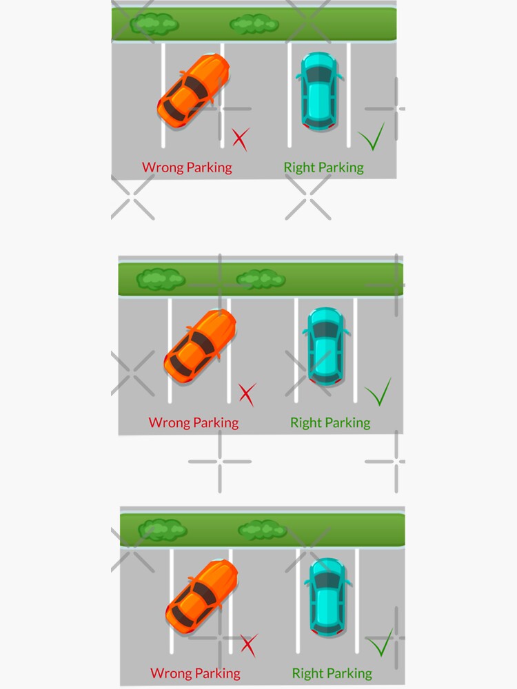 "Wrong parking vs right parking - sticker pack" Sticker by kylierohm727 ...