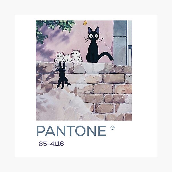 Lámina fotográfica «Pantone estético 90s anime gato negro y gatitos» de ...
