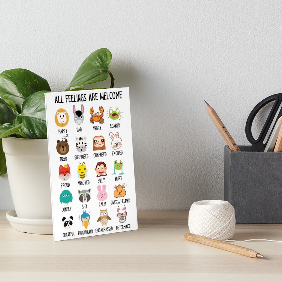 "Mood Meter - All Feelings Are Welcome Animals" Art Board Print by ...