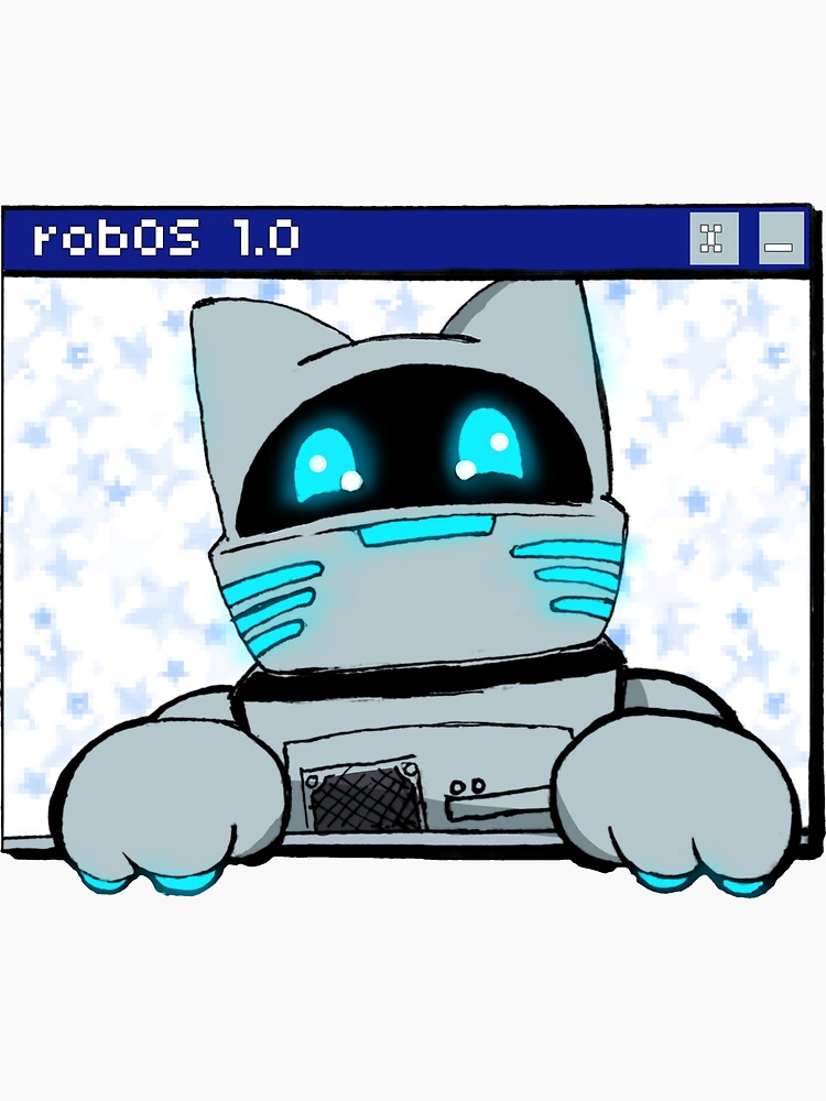 "Your Interactive Robocat!" Sticker for Sale by AstroFuturism | Redbubble