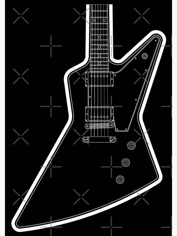 "Gibson Explorer electric guitar line drawing" Spiral Notebook by ...
