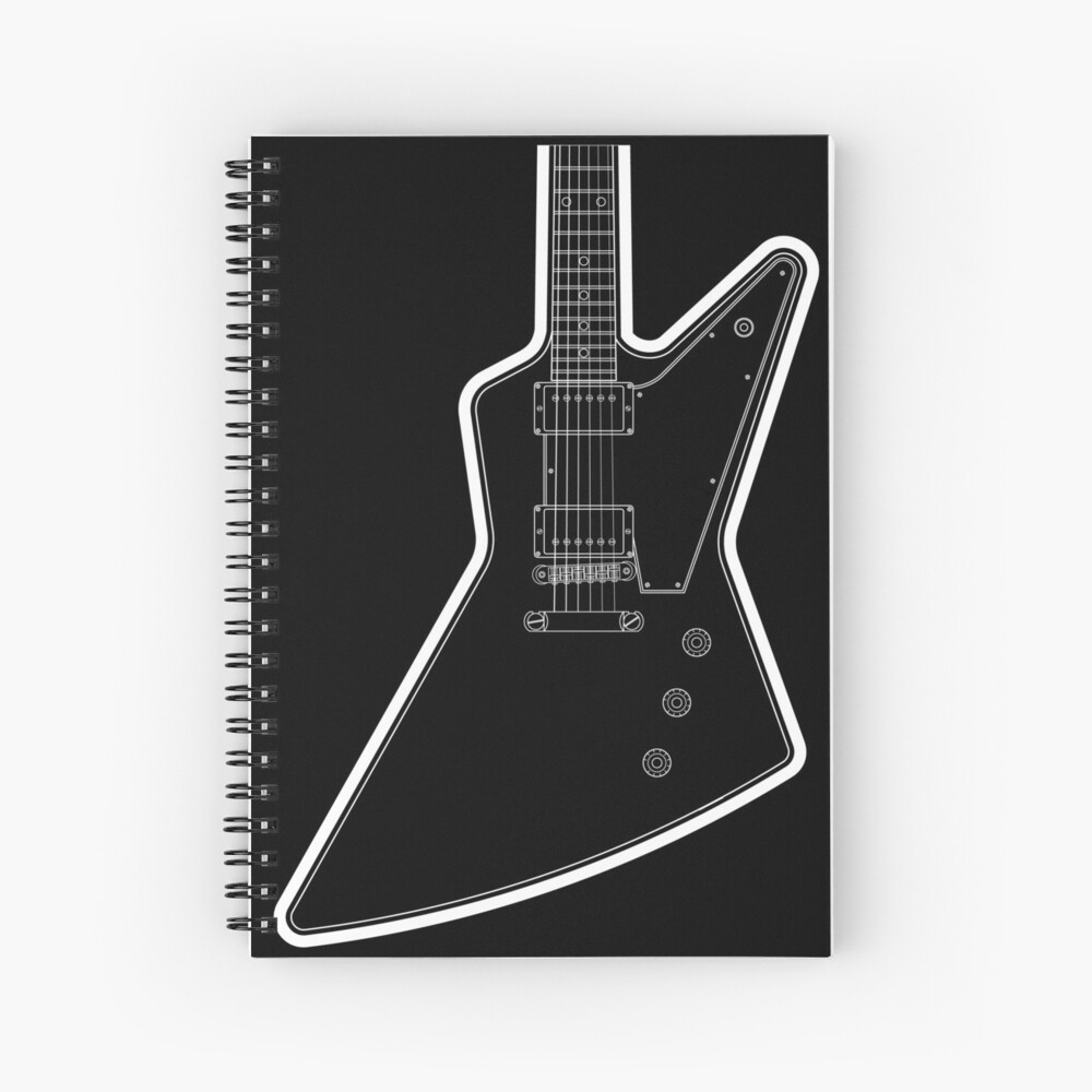 "Gibson Explorer electric guitar line drawing" Spiral Notebook by ...