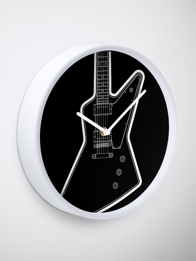 "Gibson Explorer electric guitar line drawing" Clock for Sale by ...