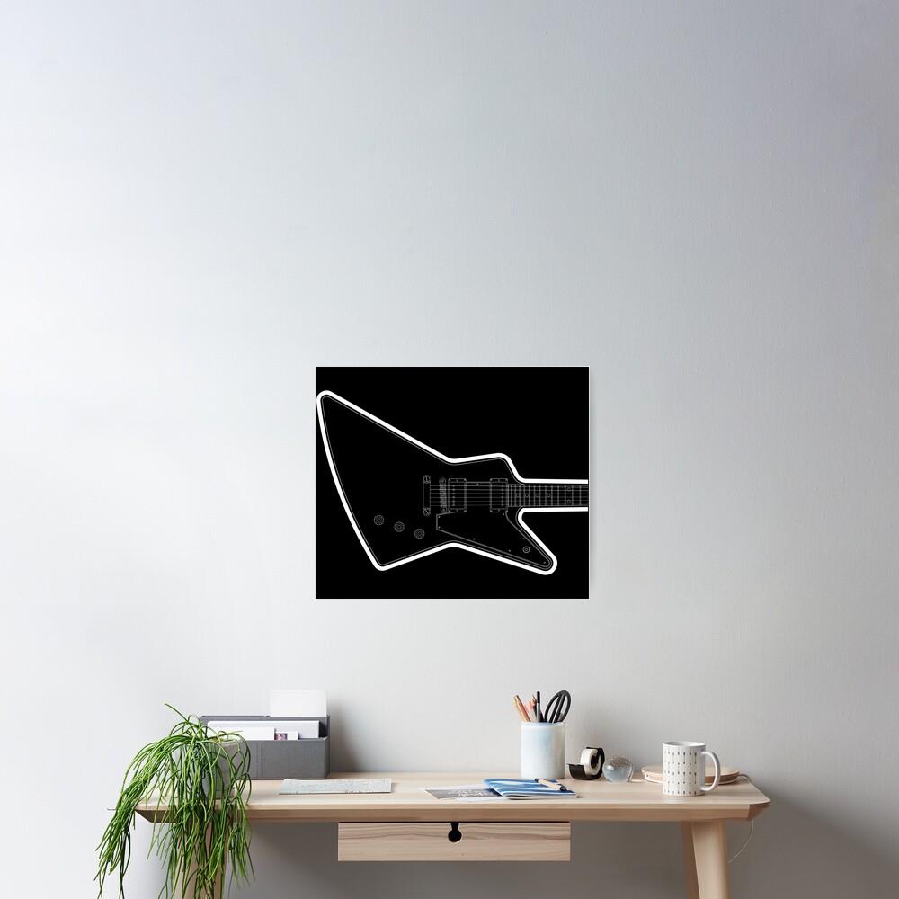 "Gibson Explorer electric guitar line drawing" Poster for Sale by ...