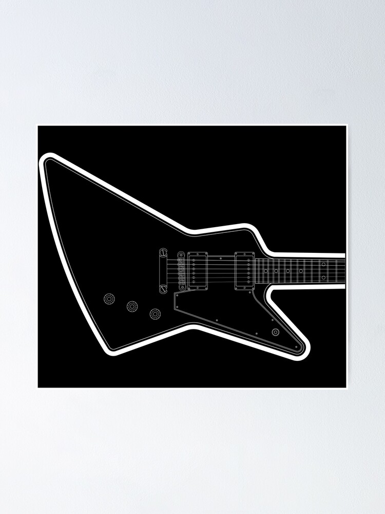 "Gibson Explorer electric guitar line drawing" Poster for Sale by ...