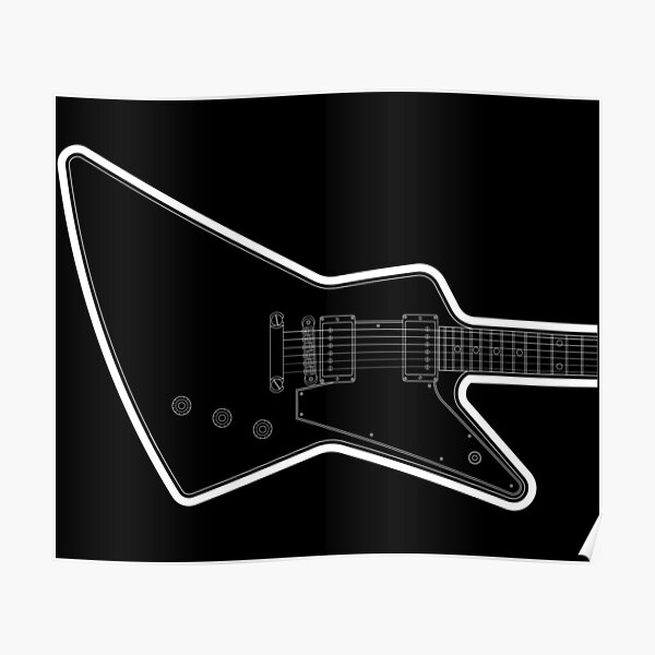 "Gibson Explorer electric guitar line drawing" Poster for Sale by ...