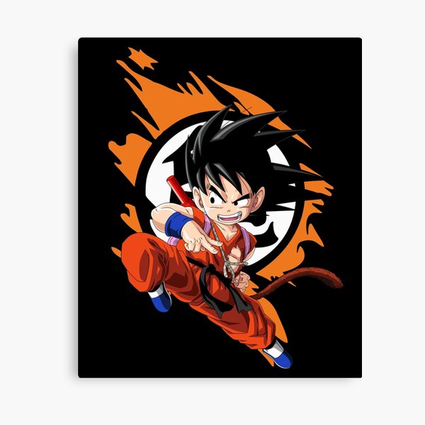 "Kid Goku Jump Kick Dragon Ball Z Logo" Canvas Print for Sale by Nodali ...