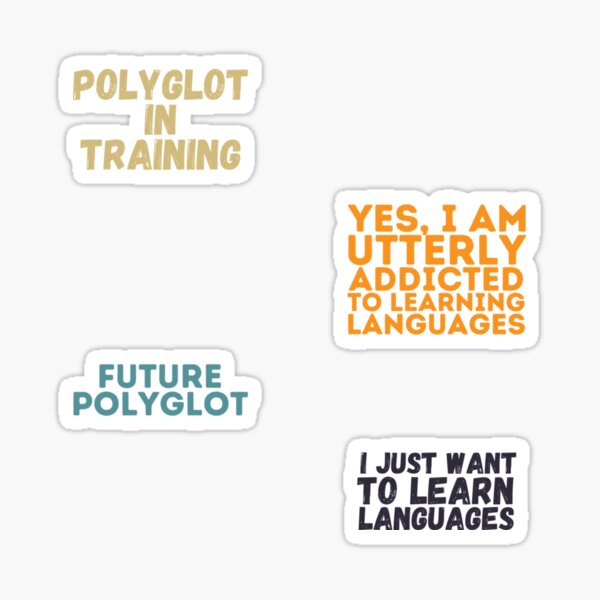 "Retro ADDICTED TO LANGUAGE LEARNING Funny Cute Polyglot Pack Sticker ...