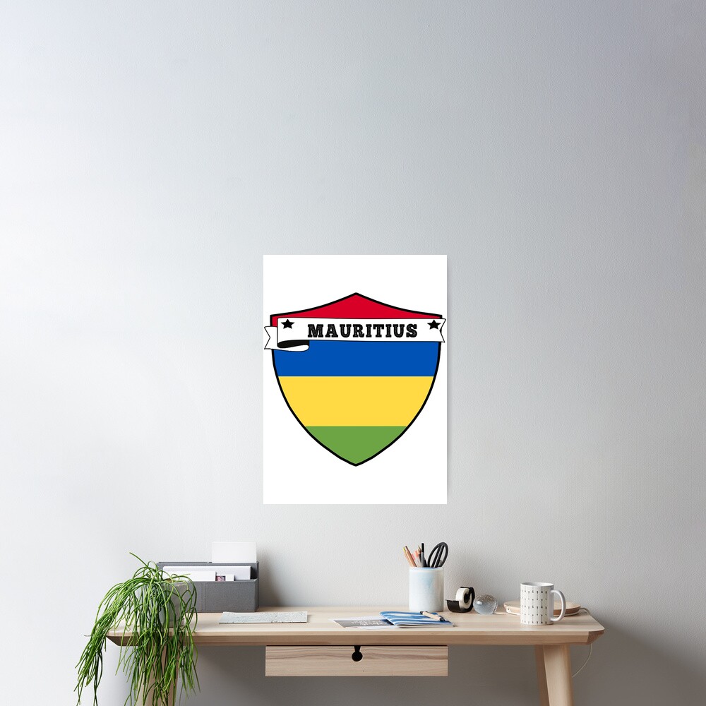 Póster «ESCUDO DEL PAÍS DE MAURICIO, BANDERA DE MAURICIO MINIMALISTA ...