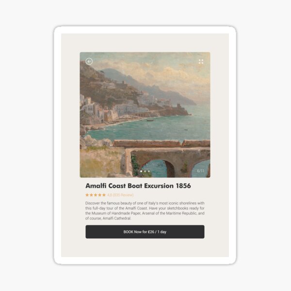 "Amalfi Coast Boat Excursion 1856" Sticker by Vintagrafica | Redbubble