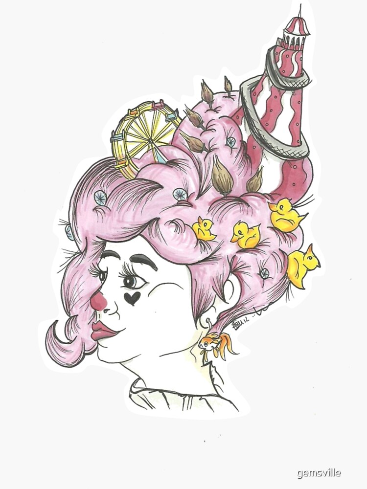 "Circus Hair" Sticker by gemsville | Redbubble