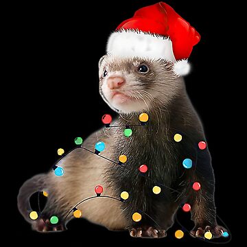"Christmas Ferret Christmas Lights Santa Hat Ferret Lovers " Sticker ...
