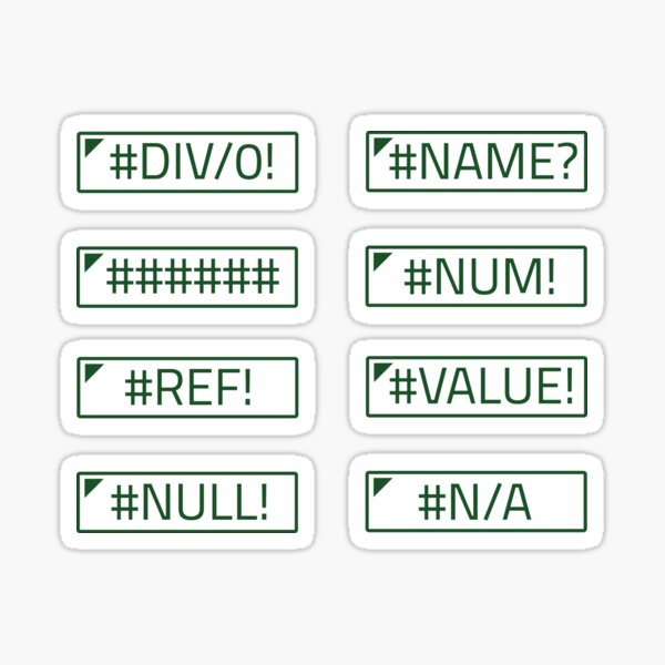 Accounting Excel Errors Messages Div0 Name Num Ref Value