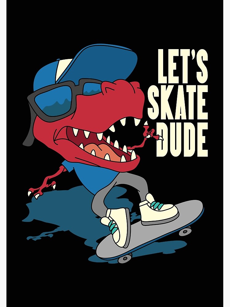 "Red Dino Skate" Poster for Sale by D3monic | Redbubble