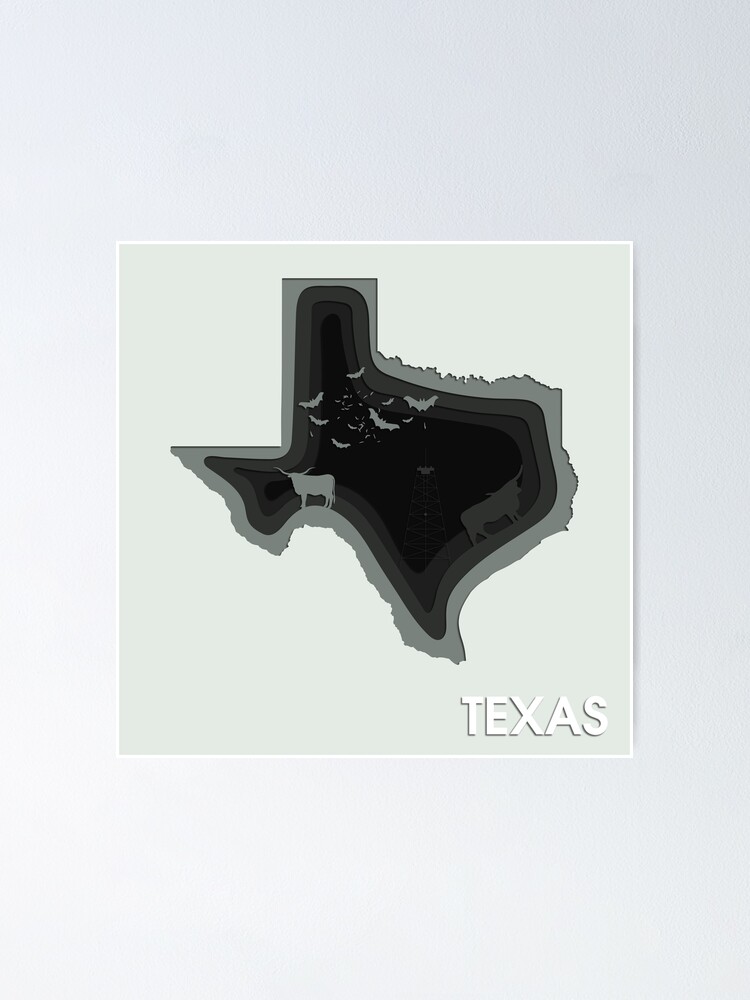 "Papercut Texas" Poster for Sale by CivilianDesign | Redbubble