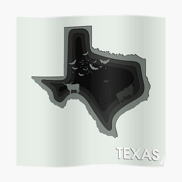 "Papercut Texas" Poster for Sale by CivilianDesign | Redbubble