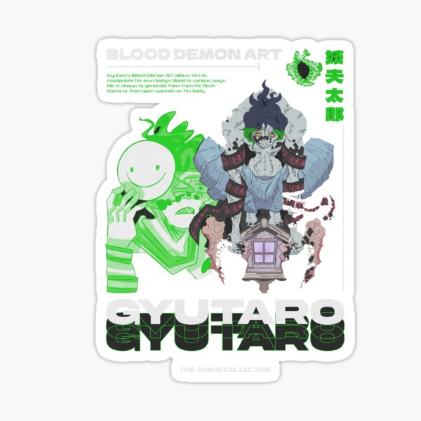 "Gyutaro Demon Art Design" Sticker by BeachHouseArt | Redbubble