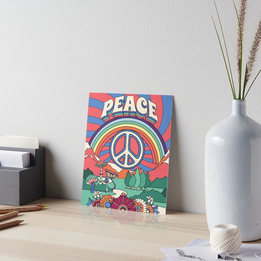 "Peace - Colorful Vintage Retro Hippie 1960s 1970s Design" Poster for ...
