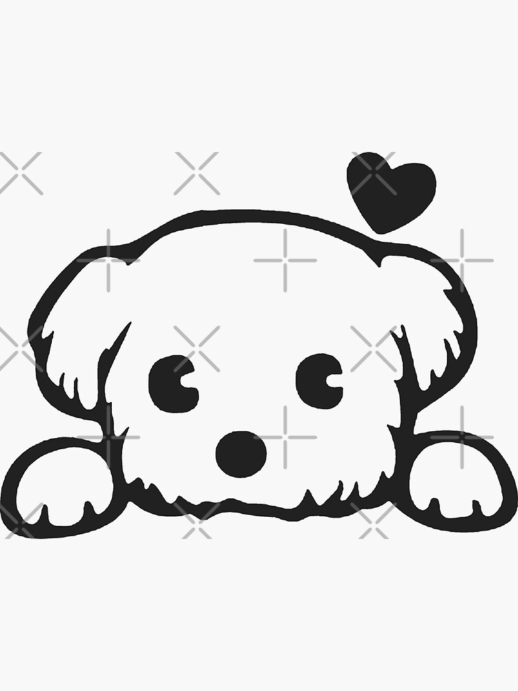 "Dog Puppy Face Outline Cute Fancy" Sticker for Sale by janmarkvargas ...