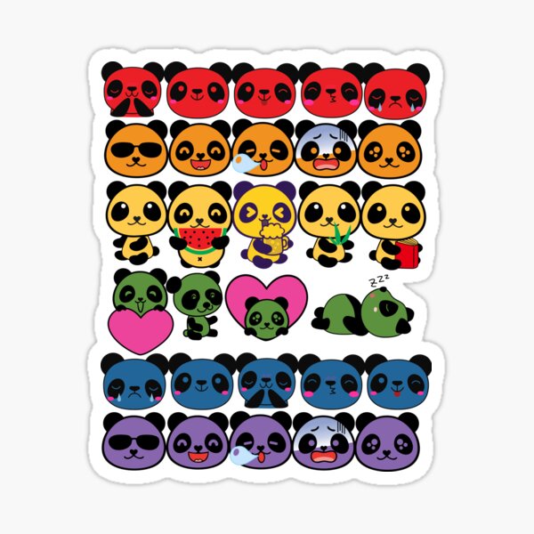"Colored Cute Pandas" Sticker by HNASEEL | Redbubble