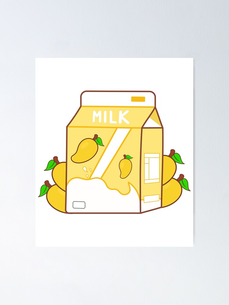 "Mango Milk │Cute kawaii milk box │ Korean mango milk" Poster for Sale ...