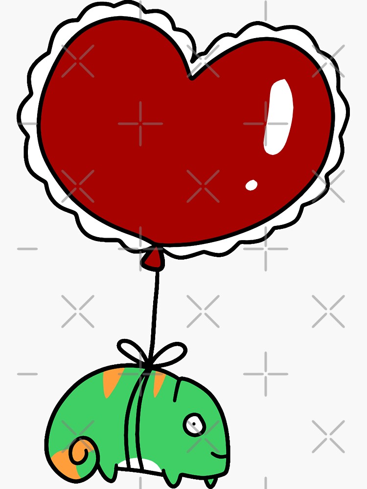 "Heart Balloon Chameleon " Sticker for Sale by SaradaBoru | Redbubble