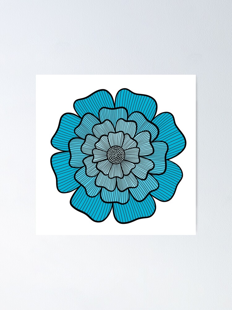 "Blue Flower Line Art" Poster for Sale by MorganKlassiks | Redbubble