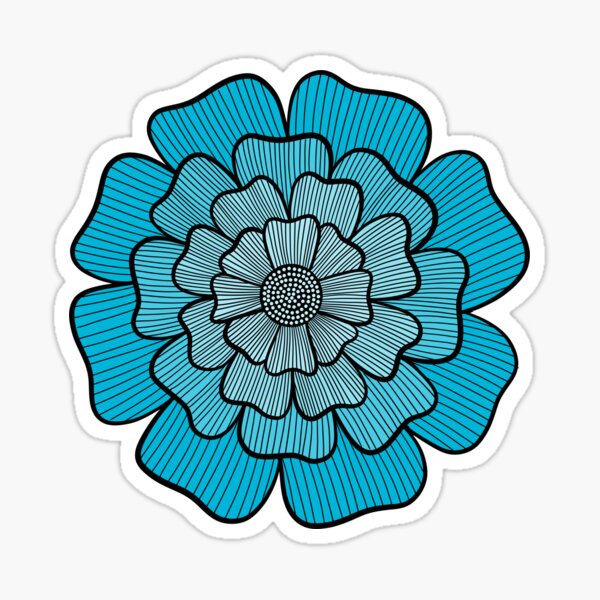 "Blue Flower Line Art" Sticker by MorganKlassiks | Redbubble