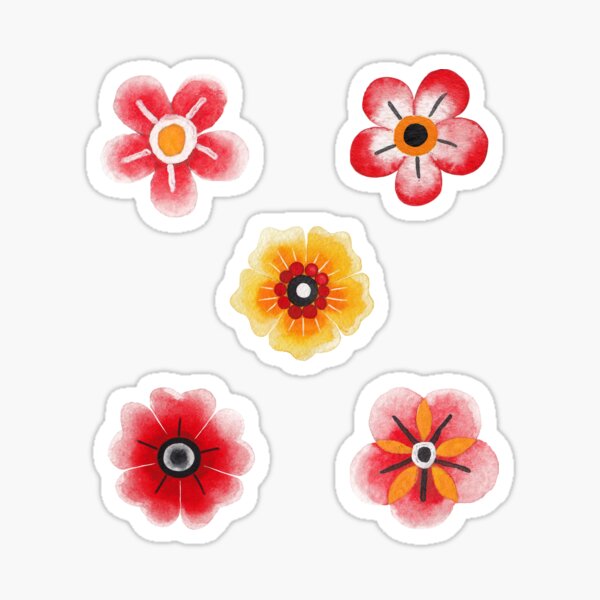 "Cute flowers sticker pack" Sticker by Theleochick | Redbubble