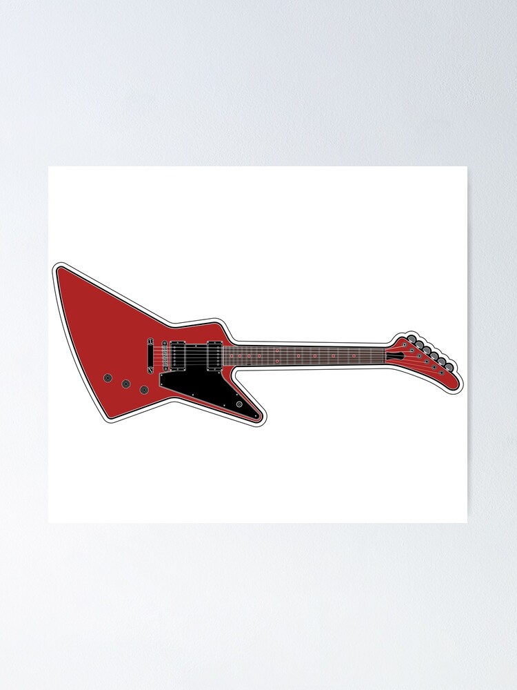 "Gibson Explorer electric guitar colored line drawing" Poster by ...