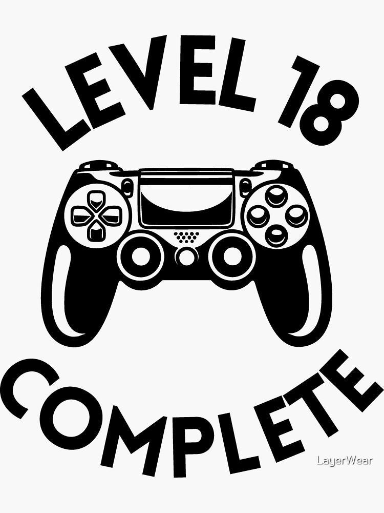 "Level 18 Complete: 18th Birthday Gift Gamepad Gamer Graphic T-Shirt ...