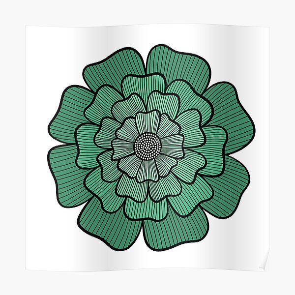 "Green Flower Line Art" Poster for Sale by MorganKlassiks | Redbubble
