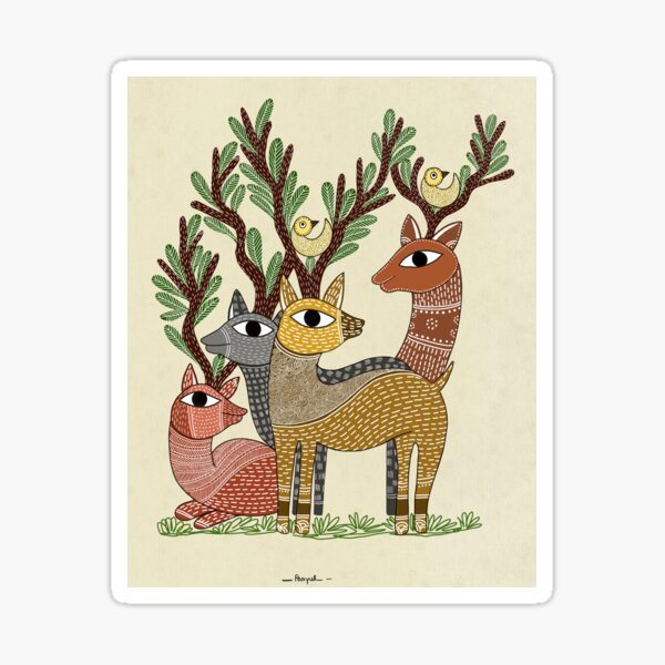 "folk art" Sticker by Paryul | Redbubble