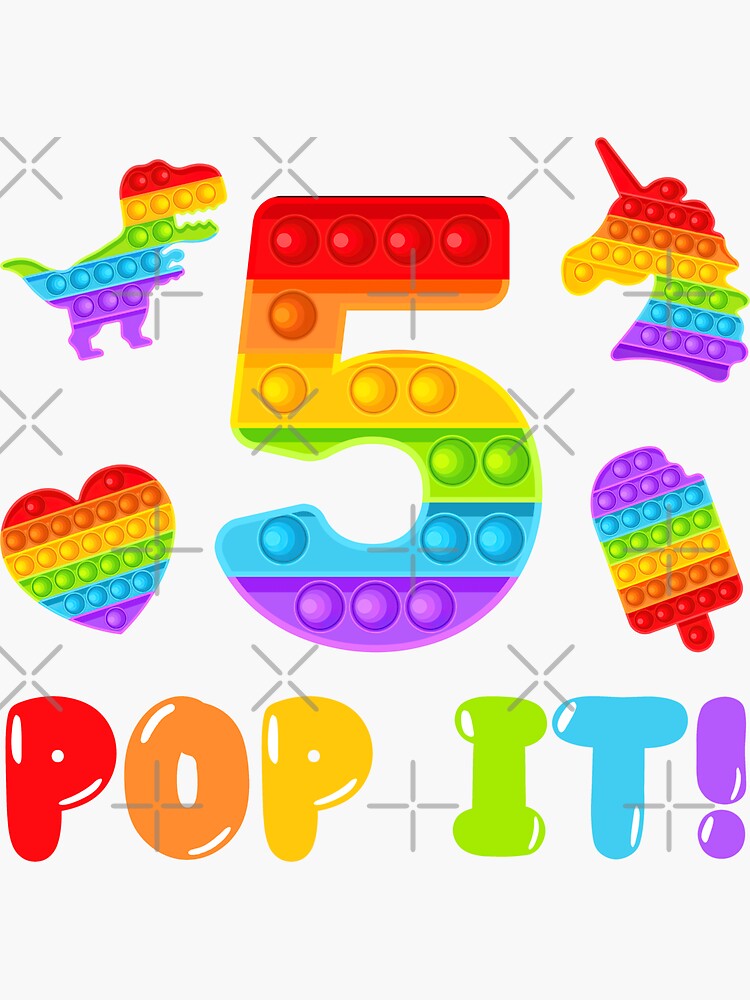 Pegatina «Pop It Fidget Regalo de 5.º cumpleaños Colorido Pop It Toys ...