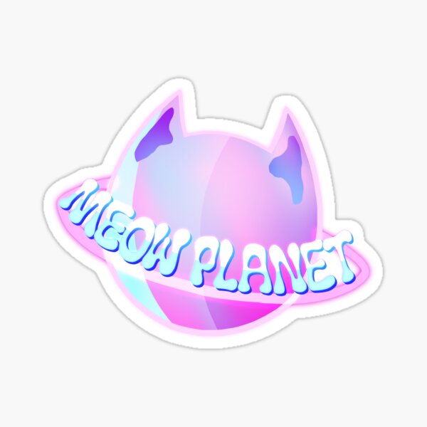 "Lofi/Vaporwave Cute Meow Cat Planet with vibrant colors" Sticker by ...
