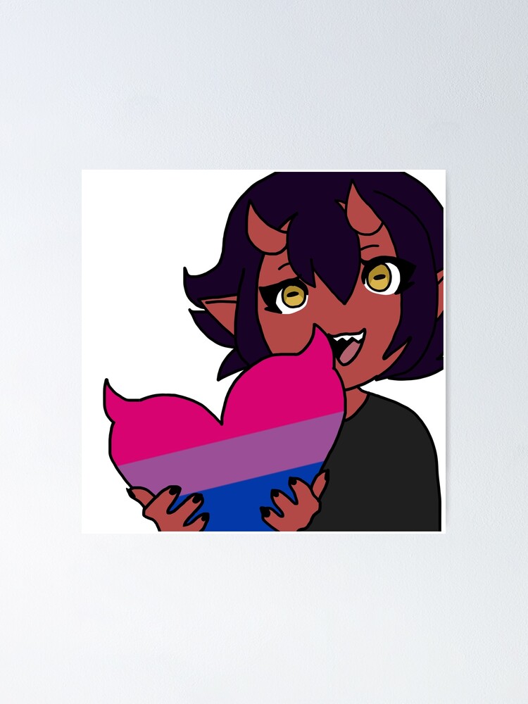 "Demon Girl heart bisexual flag" Poster for Sale by Psithurismm | Redbubble