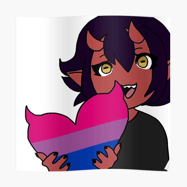 "Demon Girl heart bisexual flag" Poster for Sale by Psithurismm | Redbubble